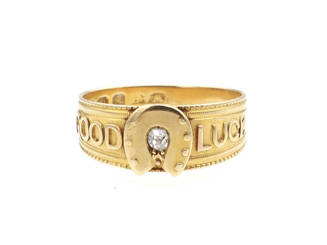 1887 antique diamond 'Good Luck' ring in 18kt yellow gold