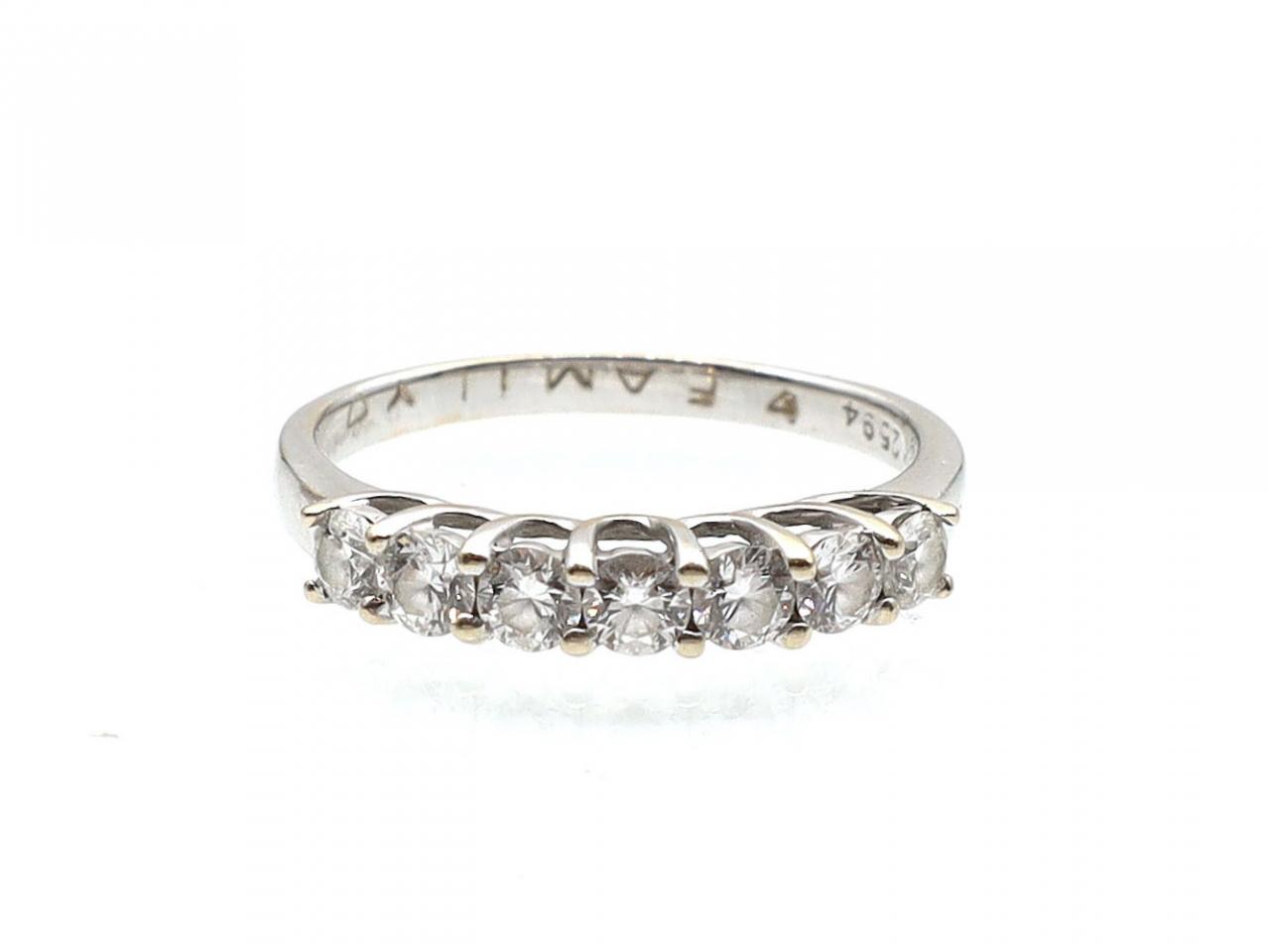 Vintage 18kt white gold diamond seven stone ring