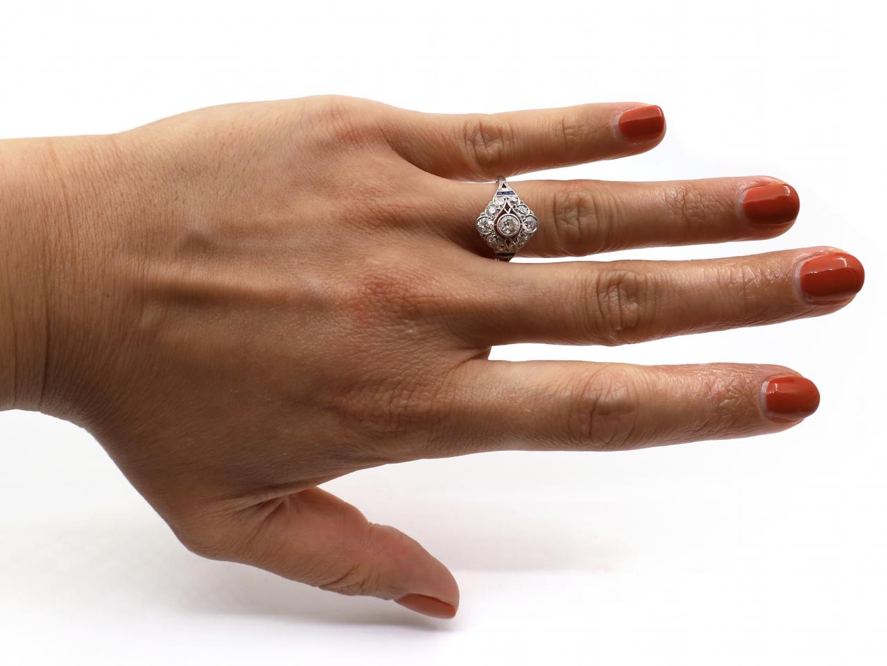 Art Deco open cluster ring with calibre sapphires