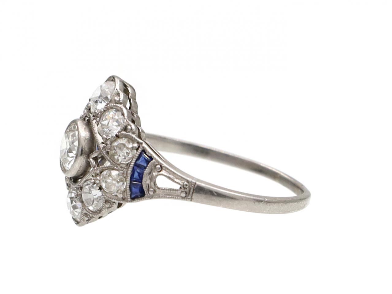 Art Deco open cluster ring with calibre sapphires