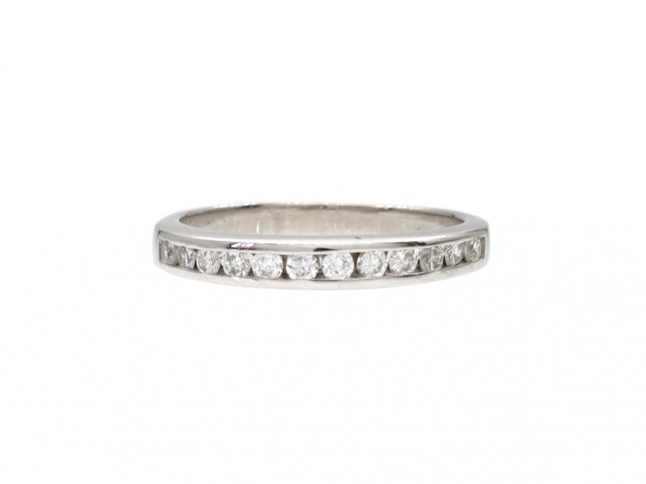 14kt white gold diamond channel set half eternity ring