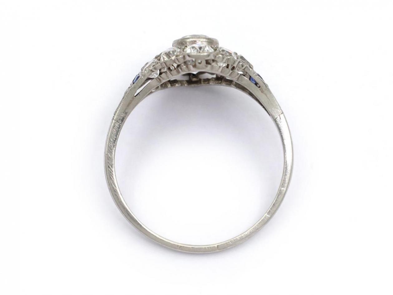 Art Deco open cluster ring with calibre sapphires