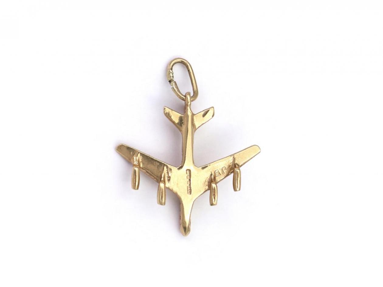 Vintage 9kt yellow Boeing 747 aeroplane charm